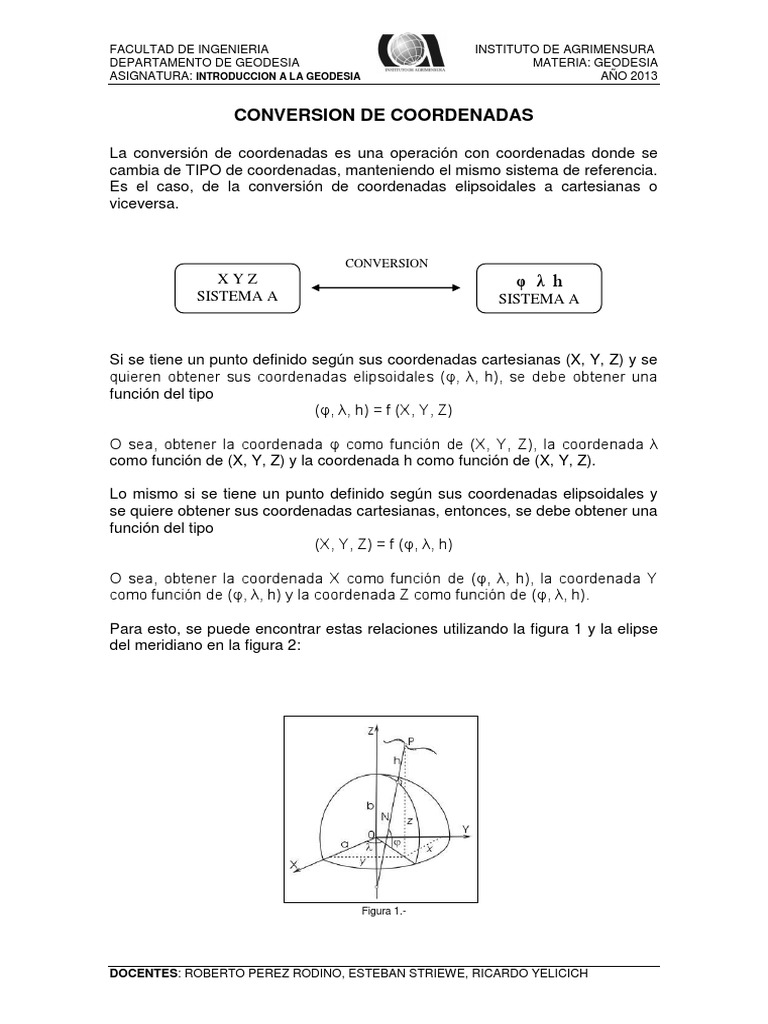 Conversion de Coordenadas | PDF | Elipse | Sistema coordinado