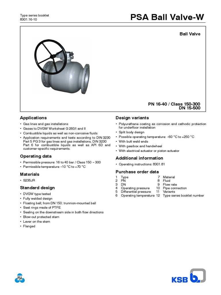 KSB Psa KHG-W | PDF | Pipe (Fluid Conveyance) | Valve