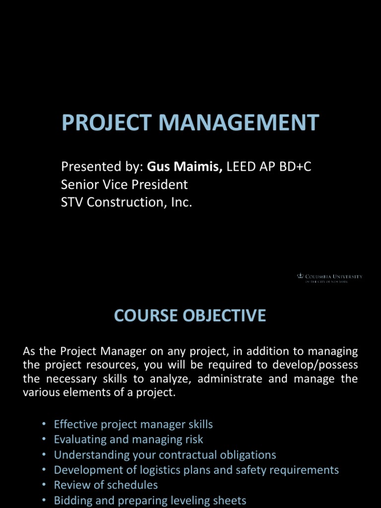 CM Course1 ProjectManagement Handout Part1 | PDF