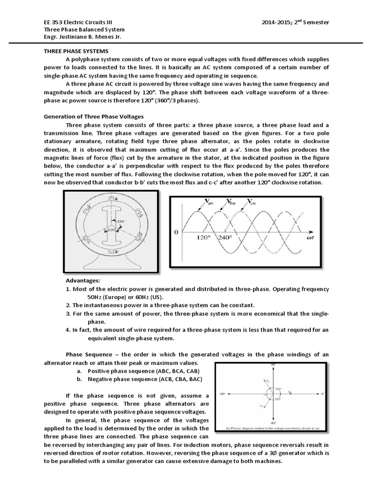 Three Phase Balanced System | PDF | Alternating Current | Ac Power