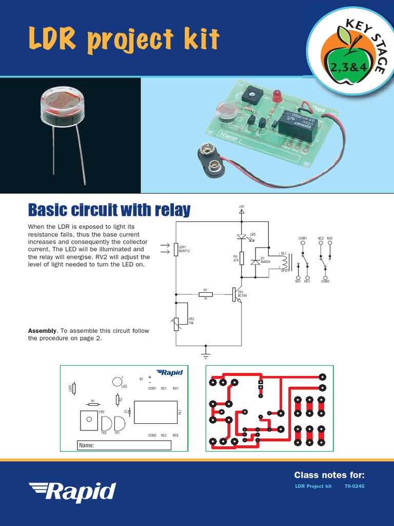 LDR Project Kit: Basic Circuit With Relay | PDF | Relay | Electric Power