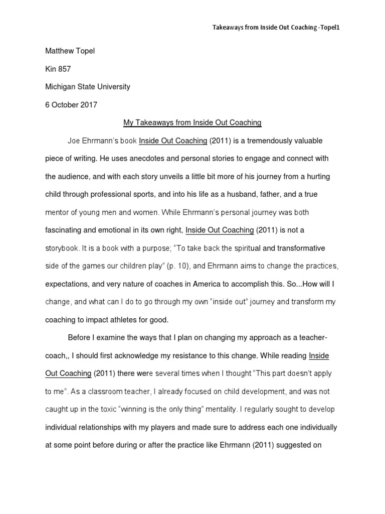 Takeaways From Inside Out Coaching - Topel1 | PDF | Goal | Actor