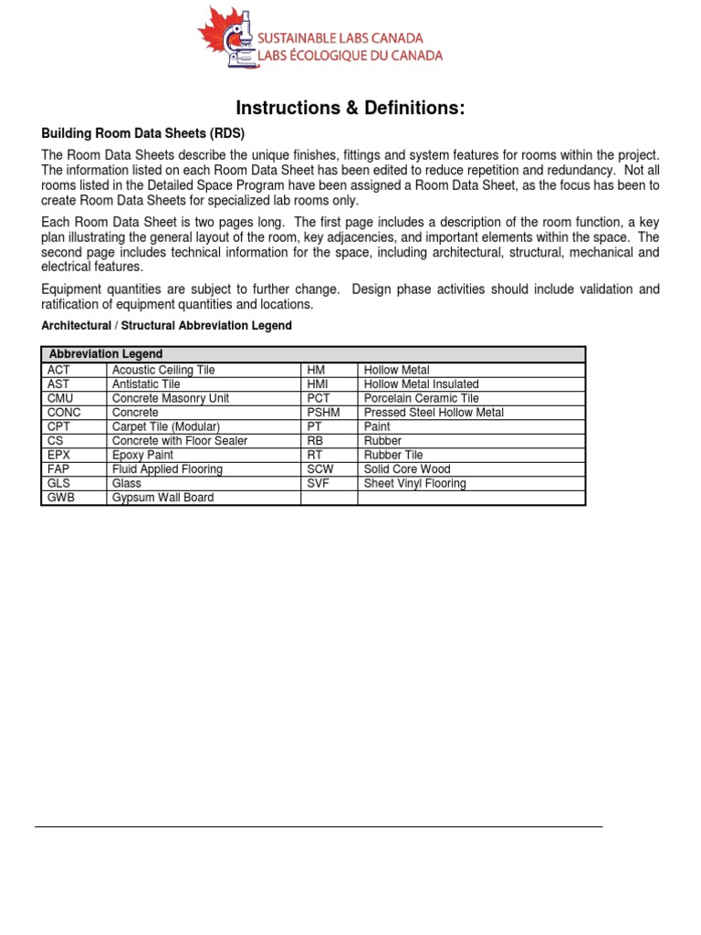 Room Data Sheets for Specialized Labs | PDF | Lighting | Hvac
