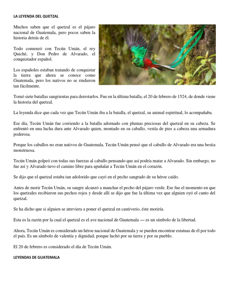 La Leyenda Del Quetzal | PDF | Naturaleza