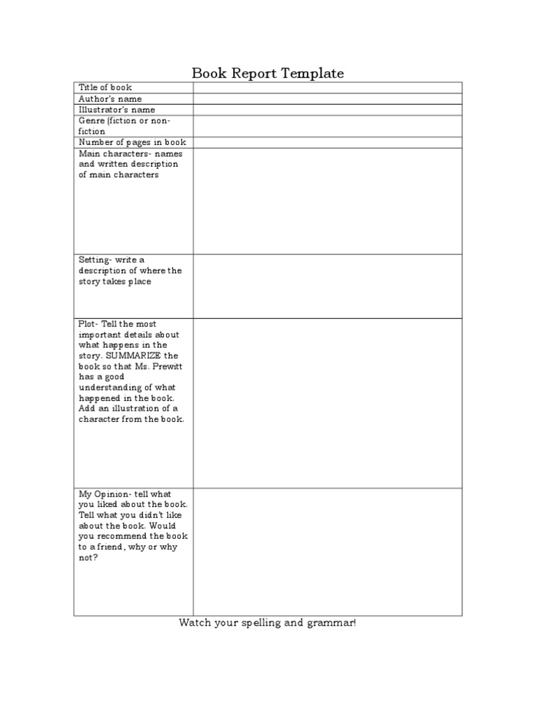 Book Report Template1 | PDF | General Fiction