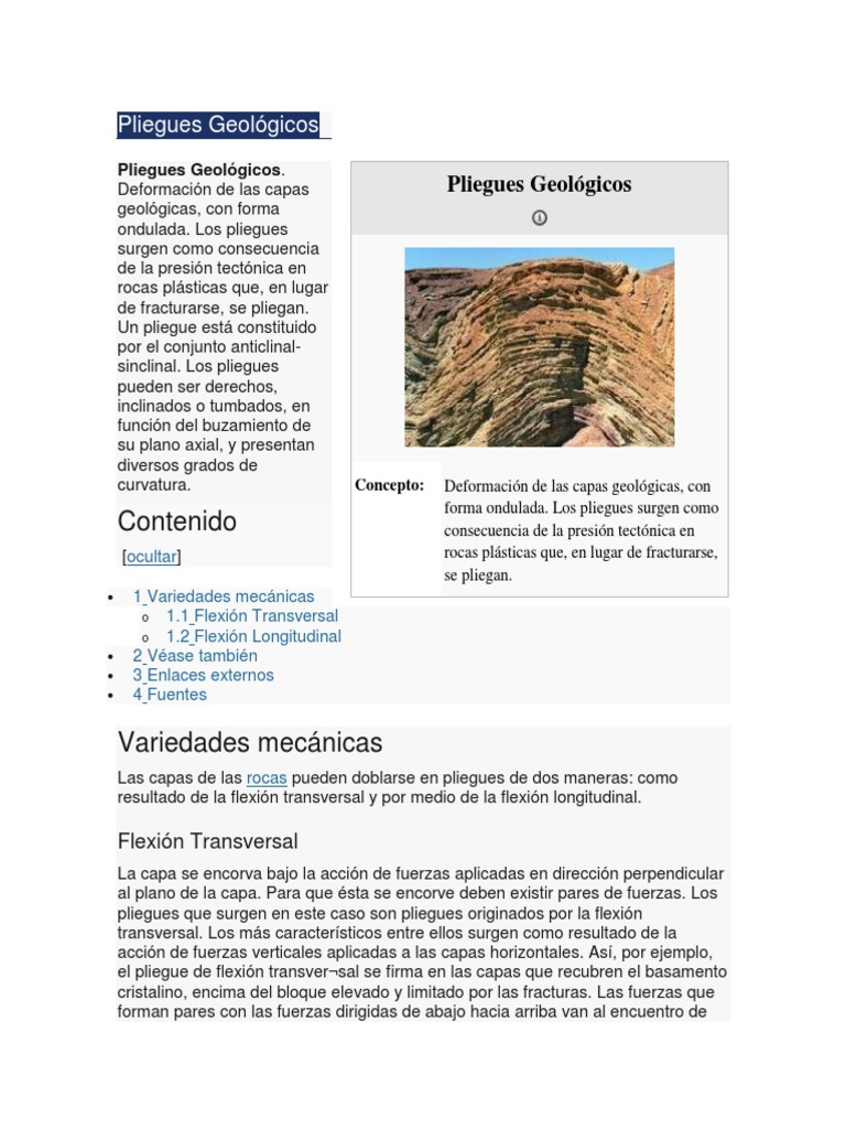 Pliegues Geológicos | PDF | Tectónica | Estrato