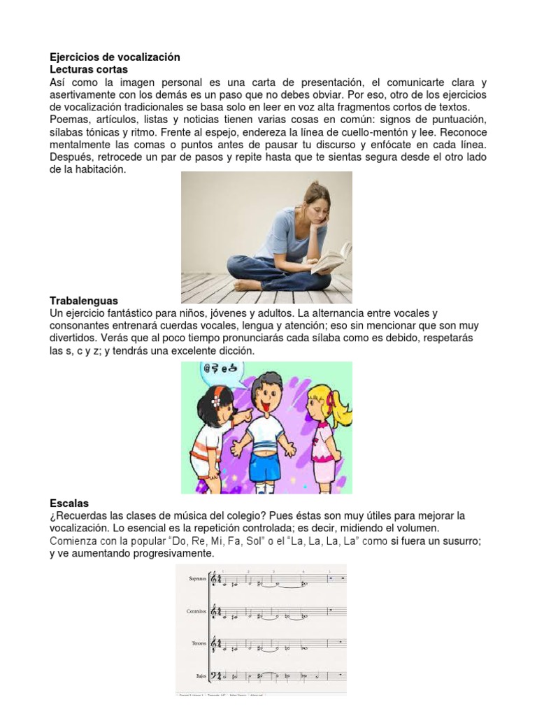 Ejercicios vocales para mejorar la dicción y proyección de la voz | PDF