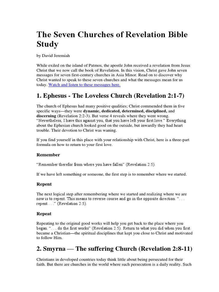 The Seven Churches Of Revelation Bible Study Pdf Christian Church