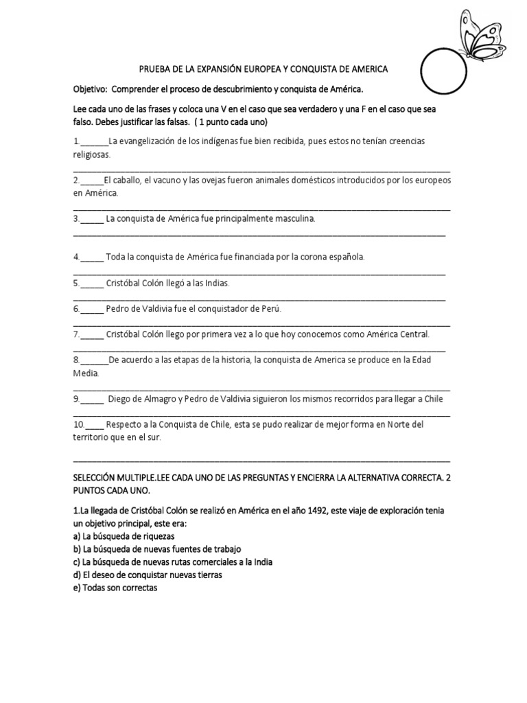 Prueba Del Descubrimiento y Conquista de America | PDF | Américas ...