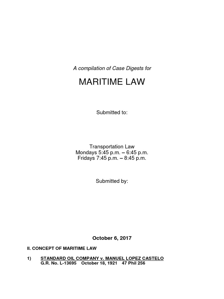 Maritime Law Case Digests: An Analysis of Key Concepts and Cases ...