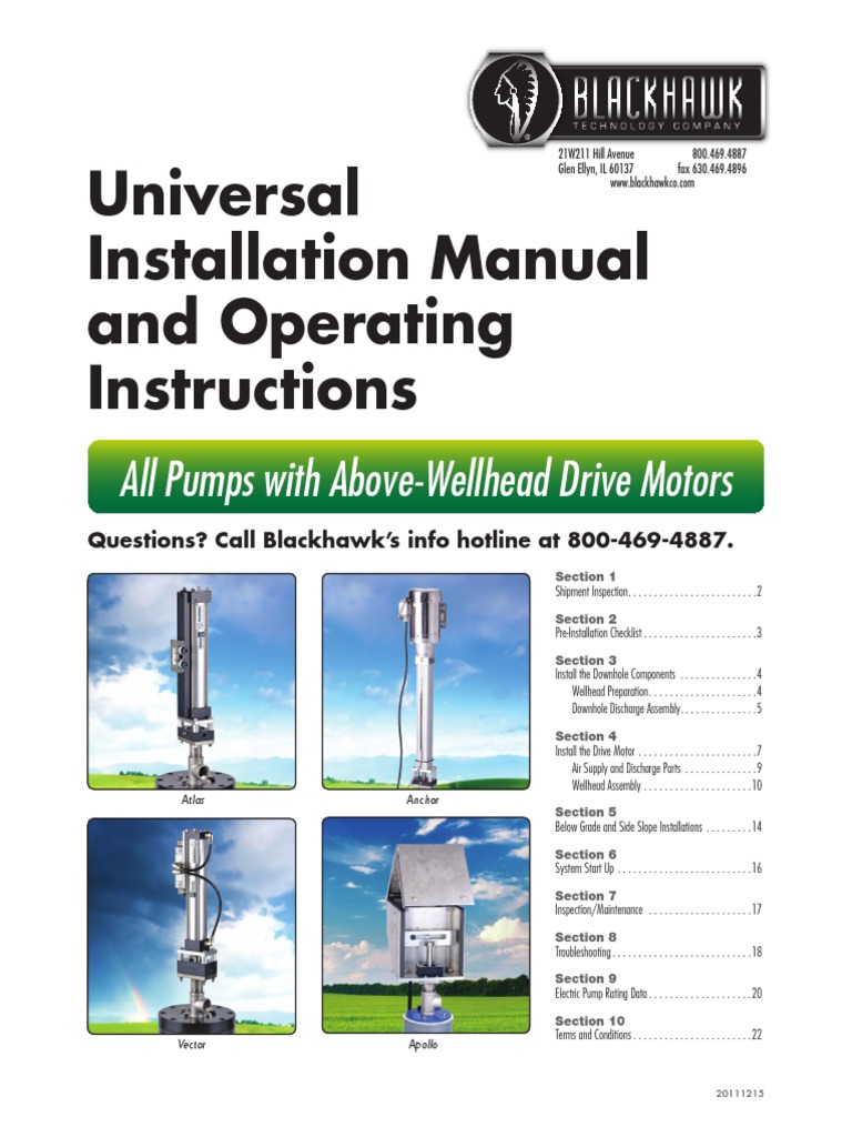 Universal Installation Manual and Operating Instructions: All Pumps ...