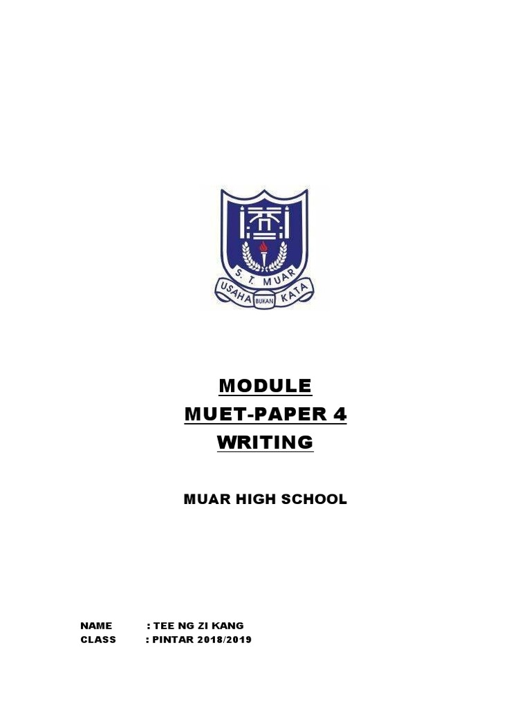 Muet-Paper 4 Writing: Muar High School | PDF
