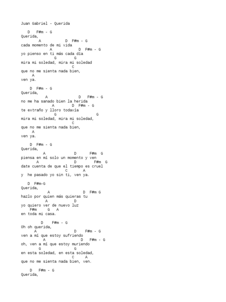 Letras y Acordes de "Querida" | PDF | Ocio