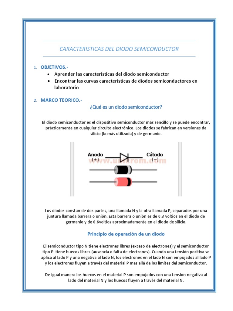 Caracteristicas Del Diodo Semiconductor | PDF | Diodo | Diodo emisor de luz