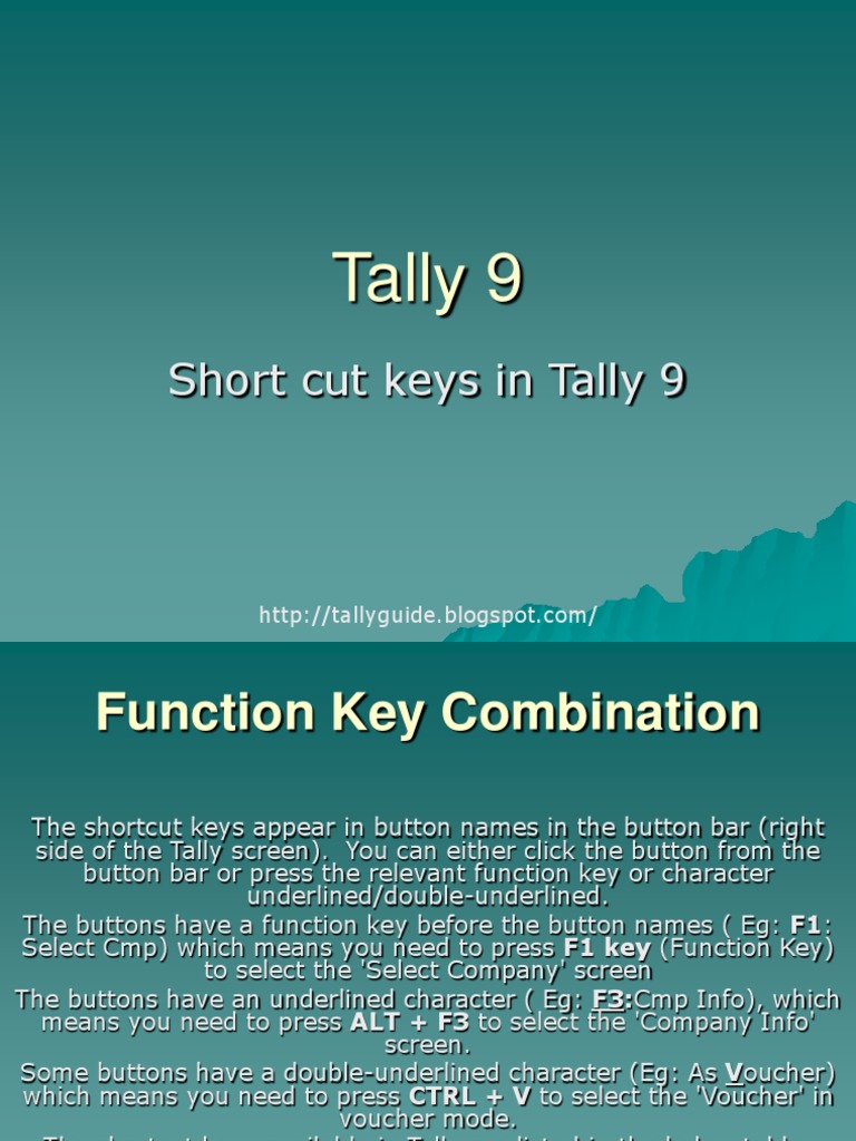 Tally 9 Shortcut Keys 1234343081676876 1 | PDF | Keyboard Shortcut ...
