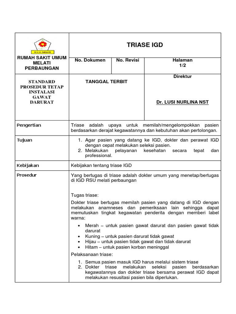 Sop Triase Igd | PDF
