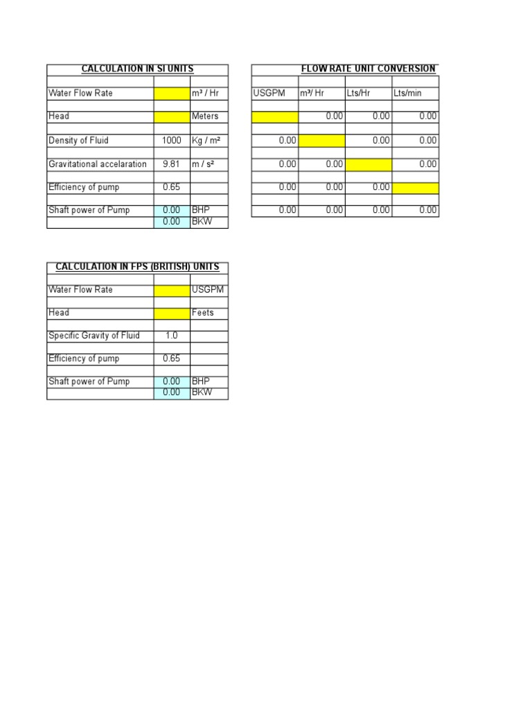 Calculation in Si Units Flow Rate Unit Conversion | PDF