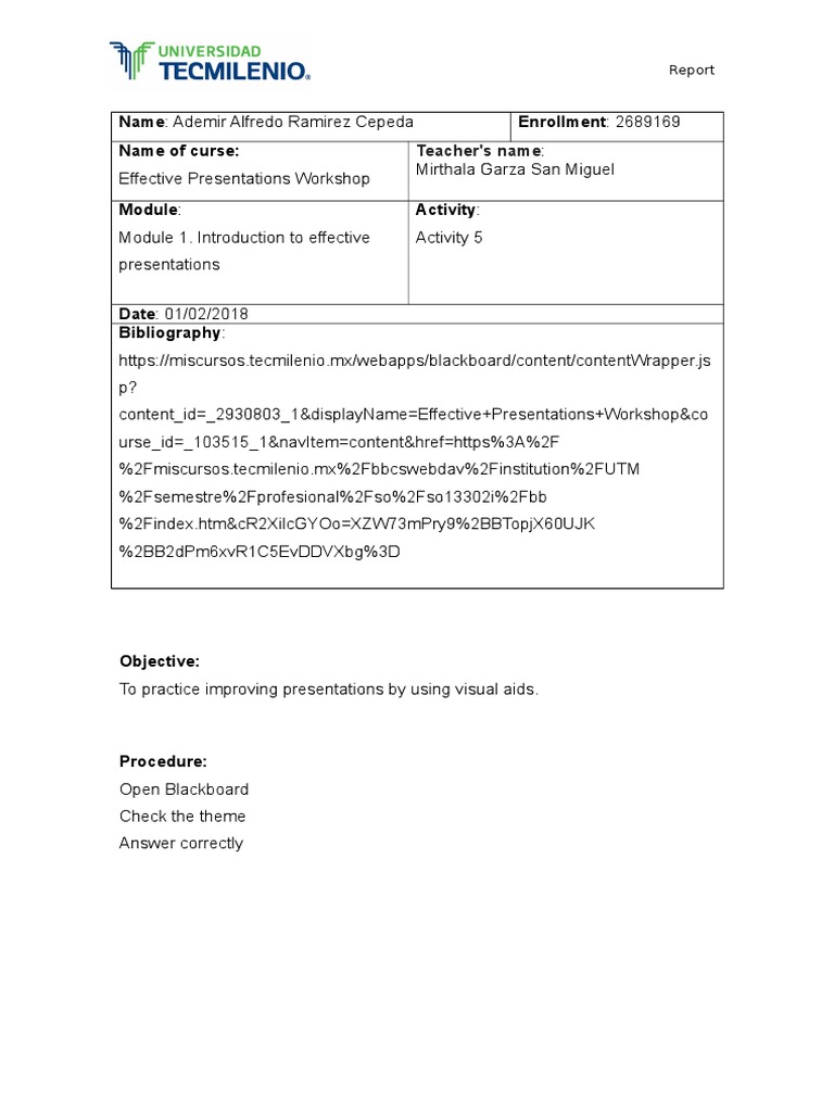 Activity 5 - Effective Presentations Workshop | PDF