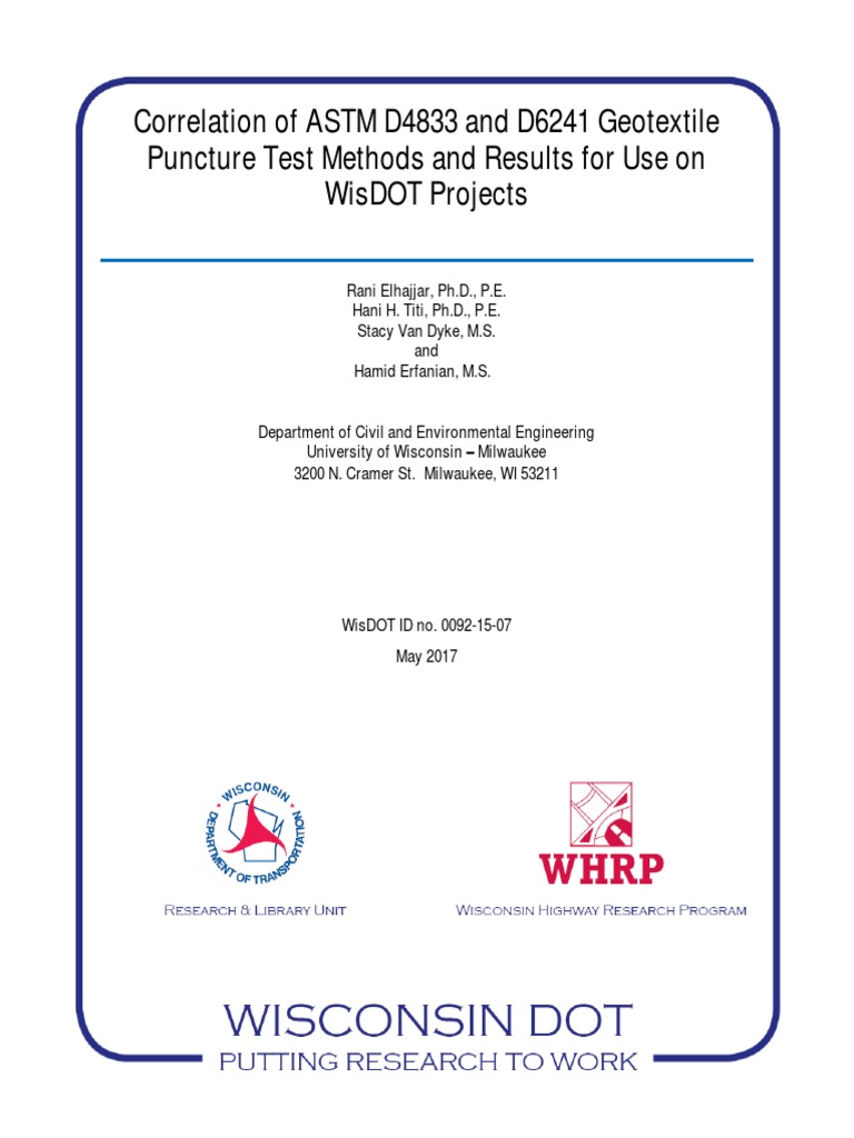 Correlation of Astm D4833 and D6241 Geotextile Puncture Test Methods ...