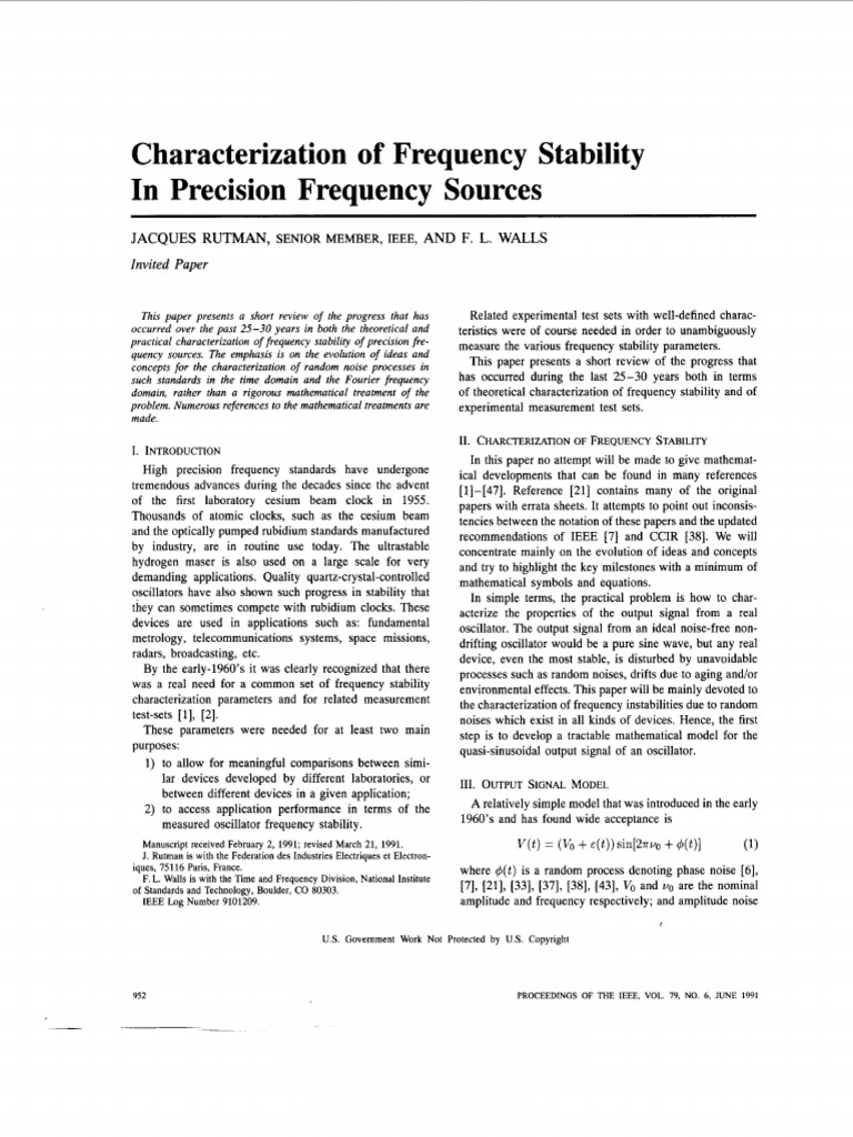 Characterization of Frequency Stability in Precision Frequency Sources | PDF | Spectral Density ...