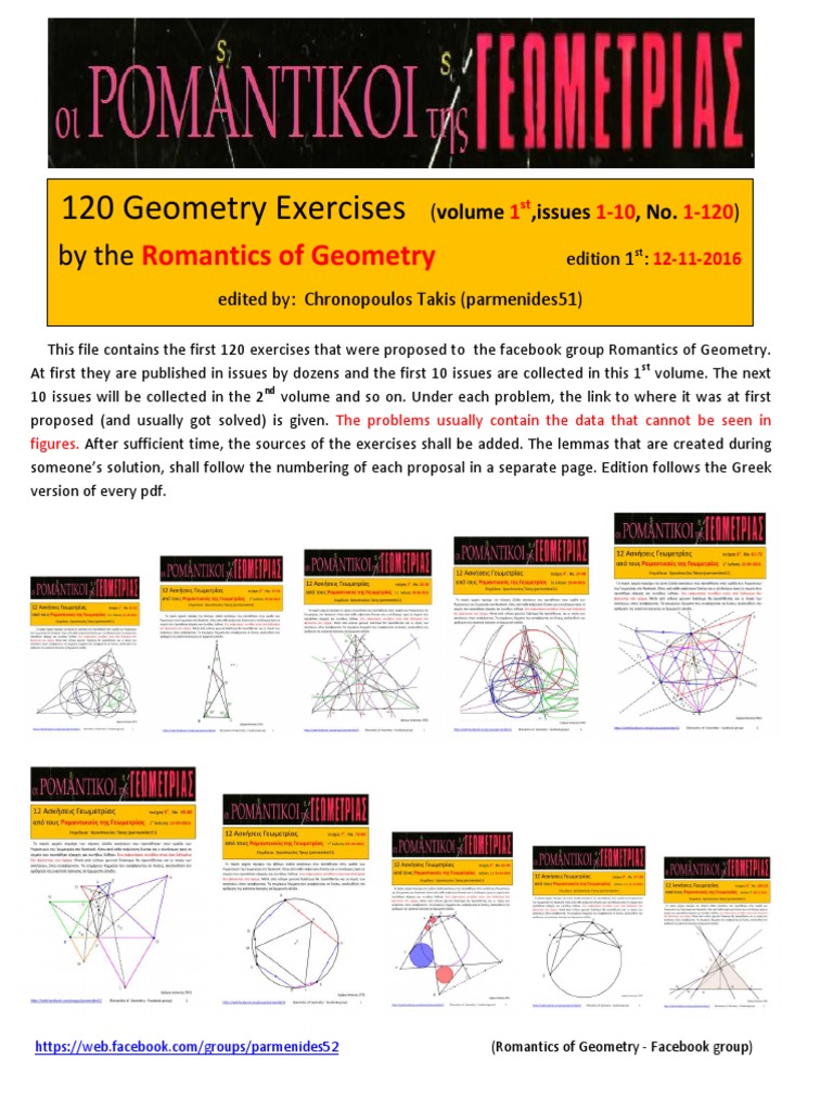 120 Geometry Exercises by Romantics of Geometry Vol.1, Issues 01-10 ...