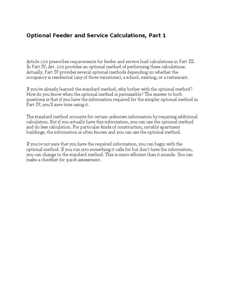 Optional Feeder and Service Calculations | PDF | Hvac | Air Conditioning