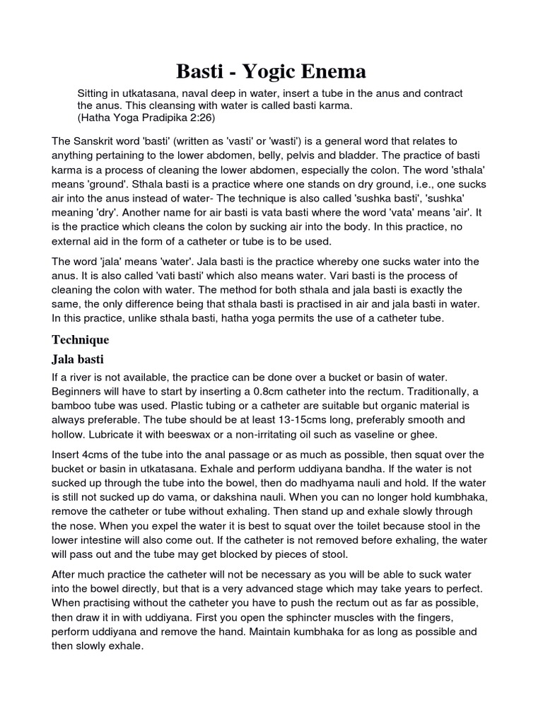 Jala Basti: An Advanced Yogic Practice for Cleansing the Colon Through ...