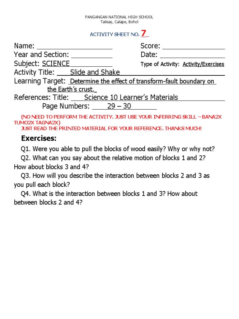 Activity Sheet 7 | PDF