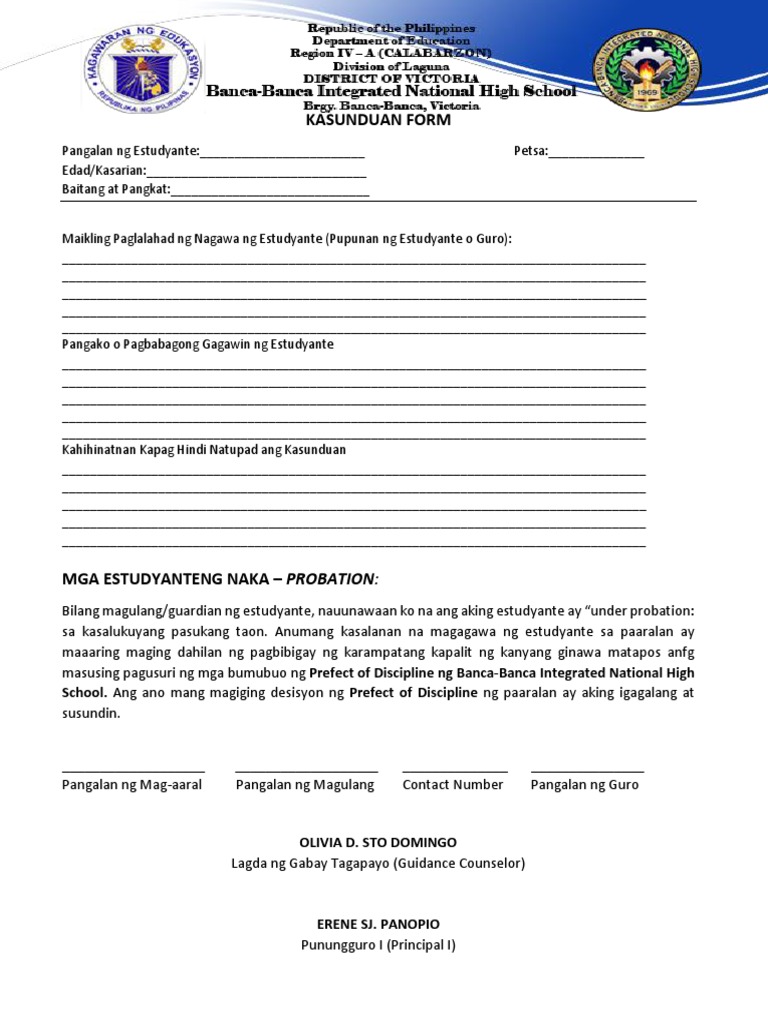 Kasunduan Form | PDF