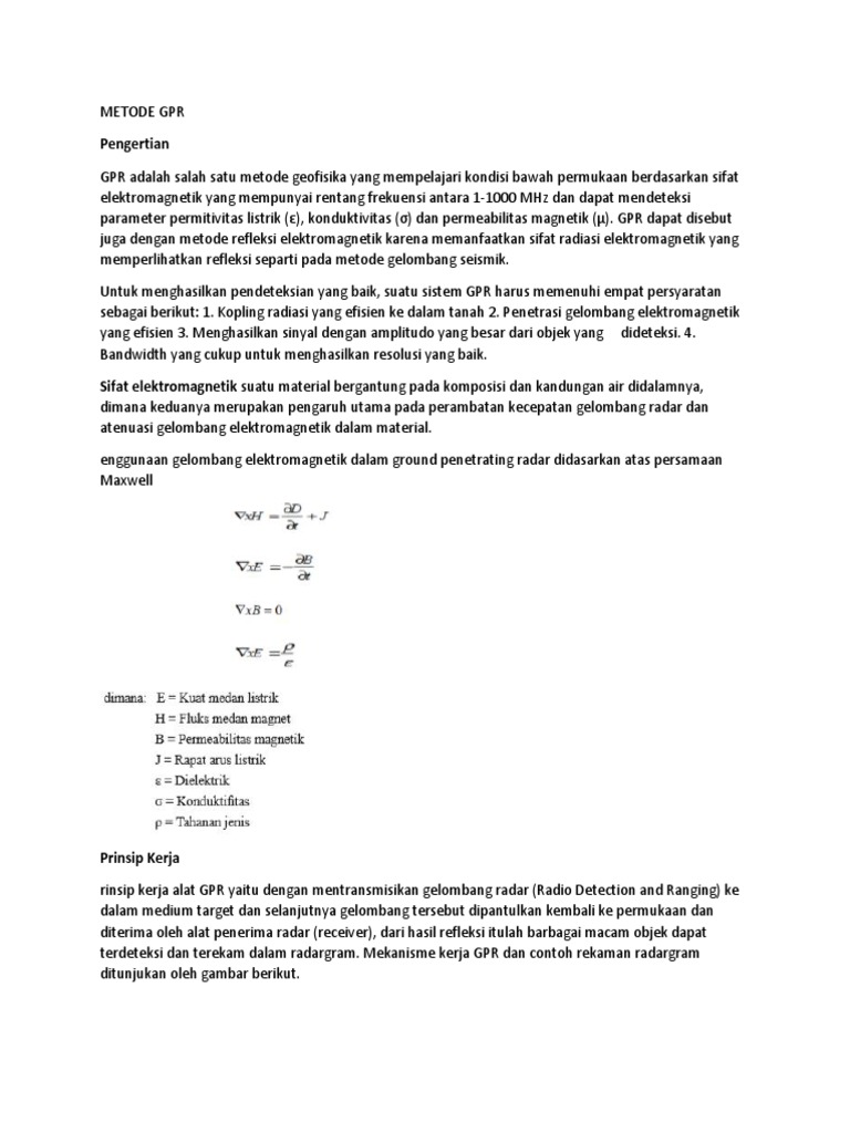 Metode GPR: Prinsip dan Aplikasi | PDF | Sains & Matematika