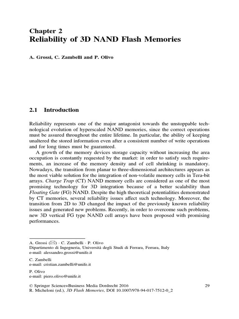 Reliability of 3D NAND Flash Memories | PDF | Flash Memory | Field ...