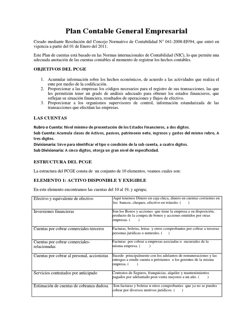 Plan Contable General Empresarial 2024 | PDF | Contabilidad | Salario