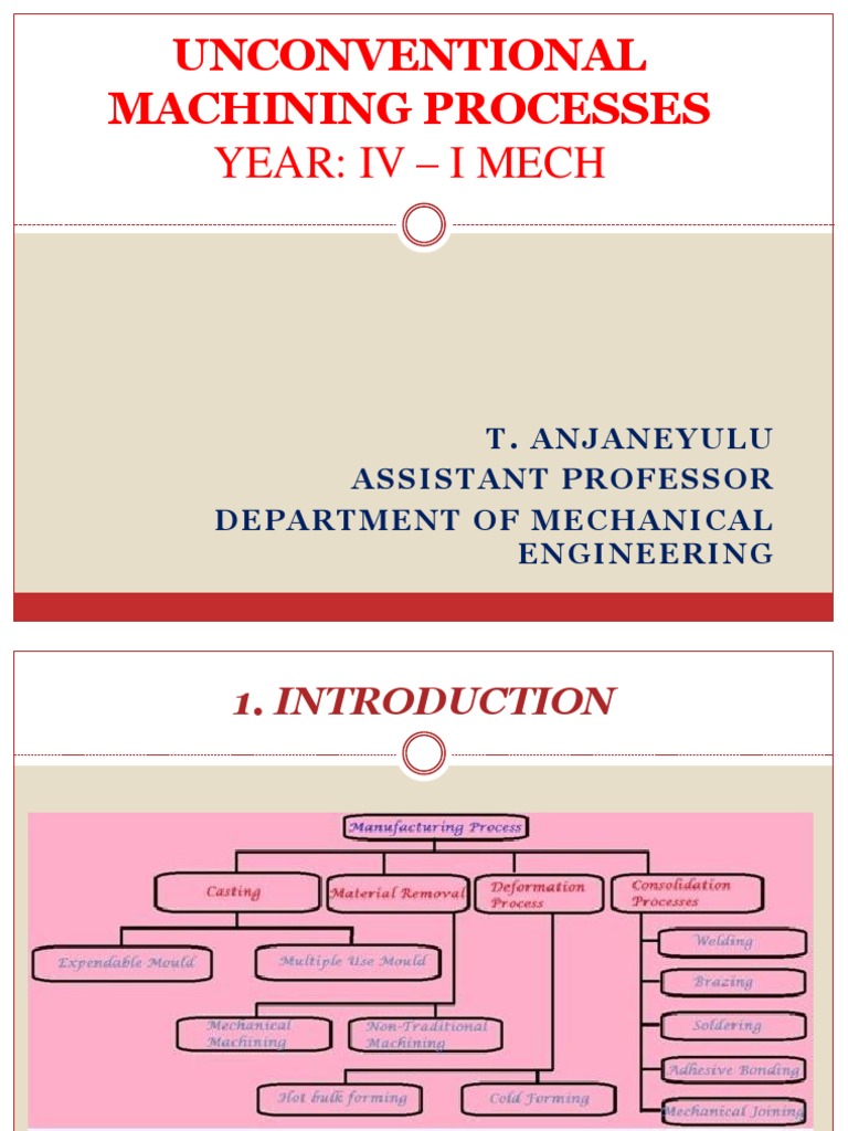 Year: Iv - I Mech: Unconventional Machining Processes | PDF | Machining ...