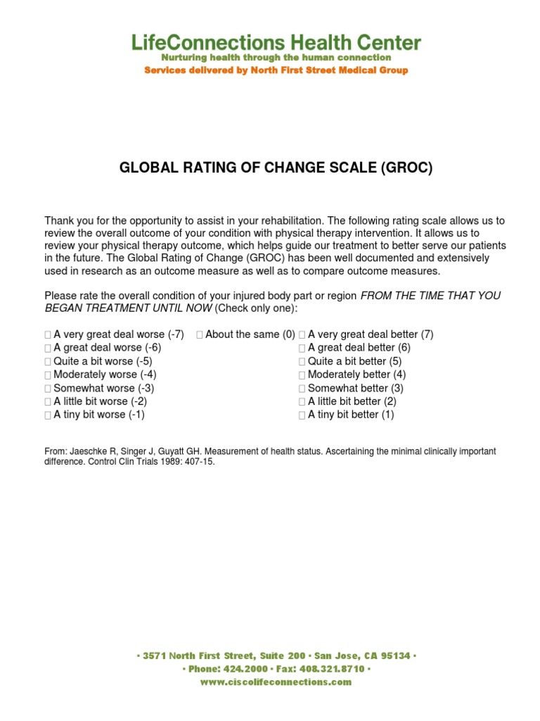 Global Rating of Change Scale (Groc) : Began Treatment Until Now (Check ...