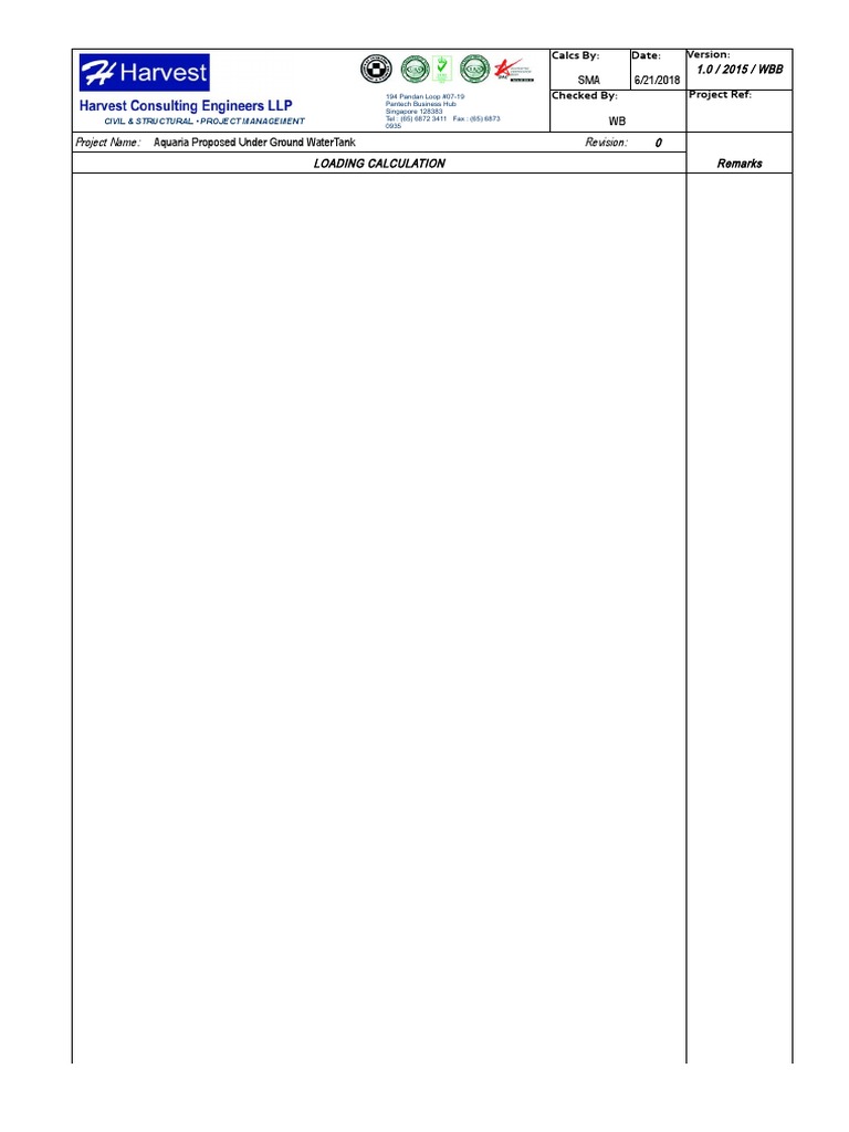 SMA 6/21/2018 1.0 / 2015 / WBB: Project Ref: Checked By: Calcs By: Date ...
