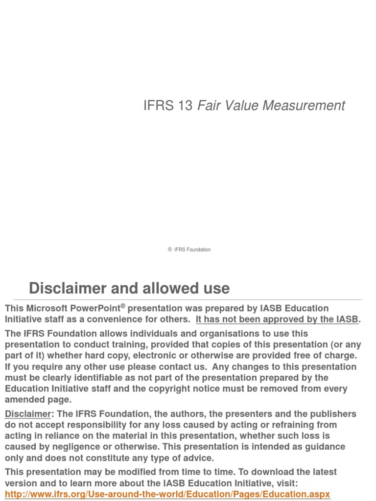 Ifrs13 Fair Value Measurement Pdf Fair Value Valuation Finance
