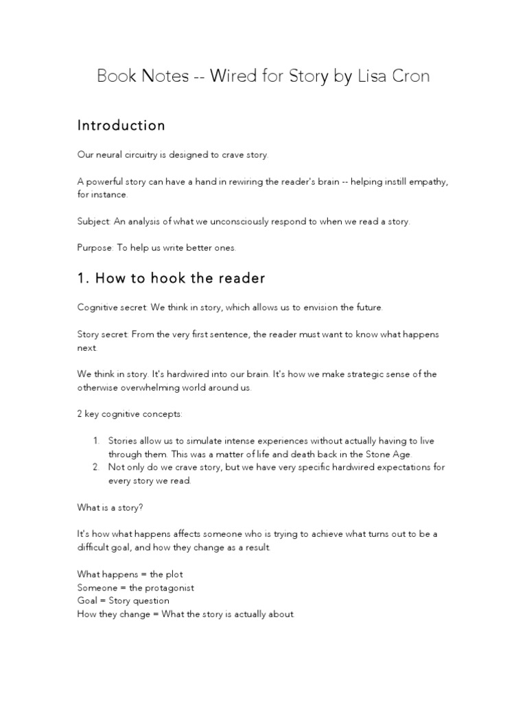 Book Notes - Wired For Story by Lisa Cron | PDF | Causality | Goal
