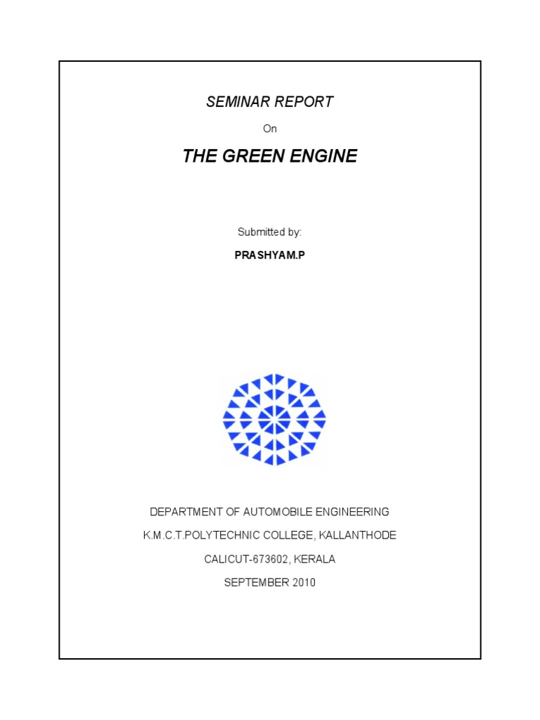 Green Engine Seminar Report Overview | PDF | Internal Combustion Engine ...