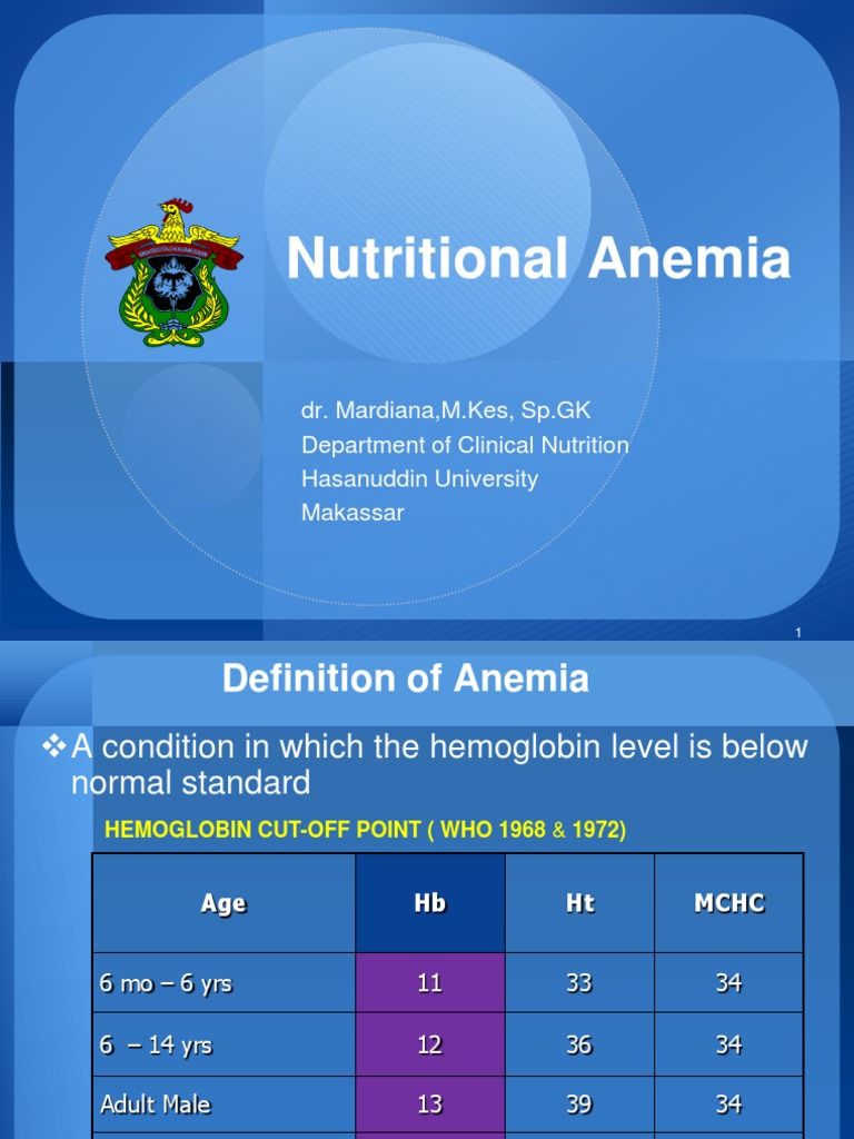 Nutritional Anemia: Dr. Mardiana, M.Kes, SP - GK Department of Clinical ...