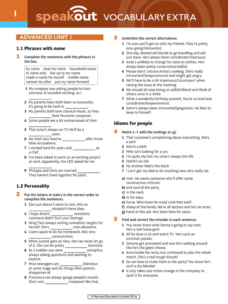 Vocabulary Extra With Answer Key PDF | PDF | Crossword | Phrase