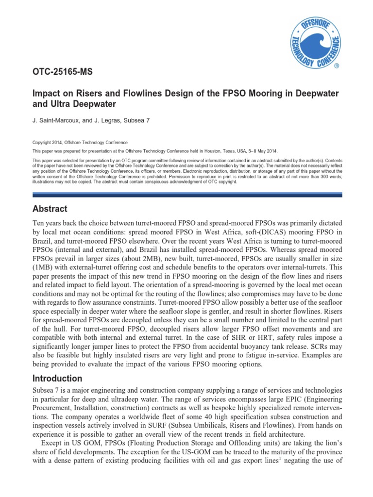 OTC-25165-MS Impact On Risers and Flowlines Design of The FPSO Mooring ...