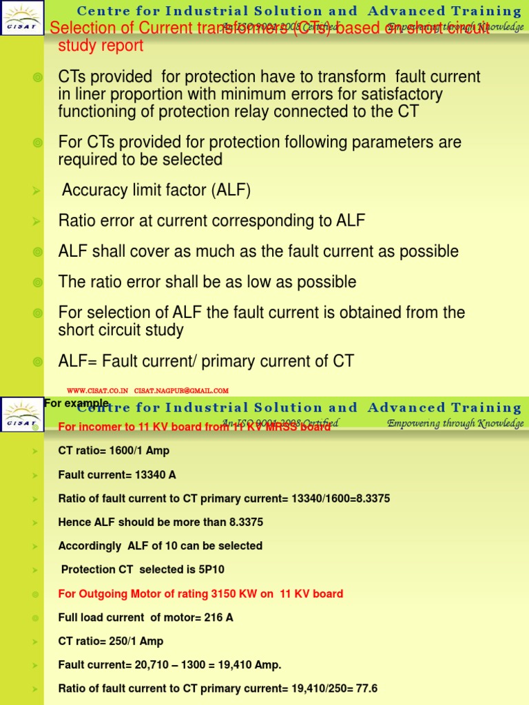 Selection of Current Transformers (CTS) Based On Short Circuit Study ...