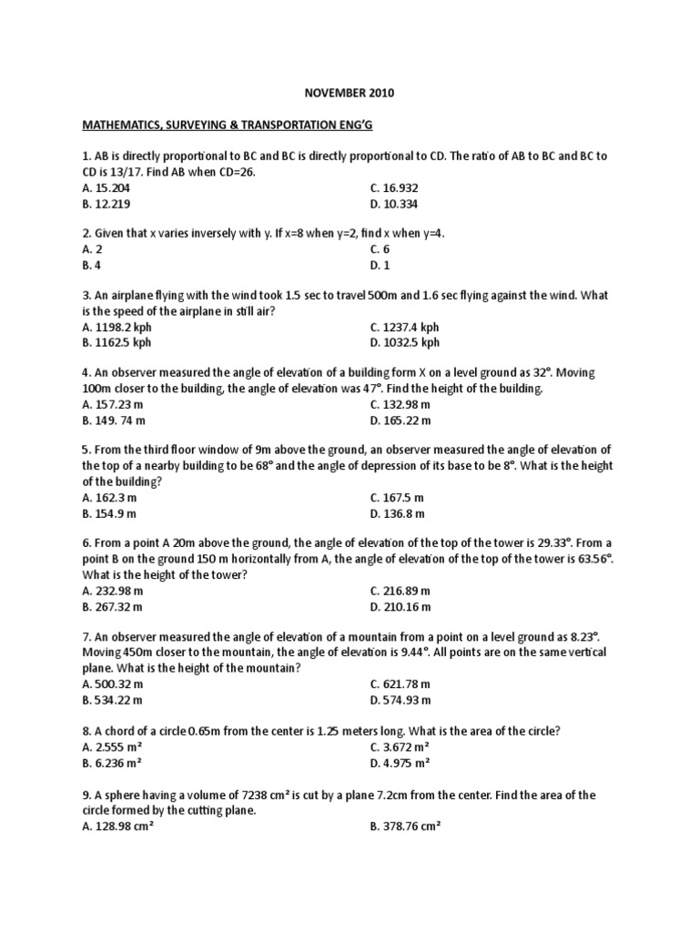 2010 November CE Board Exam | PDF | Soil | Beam (Structure)