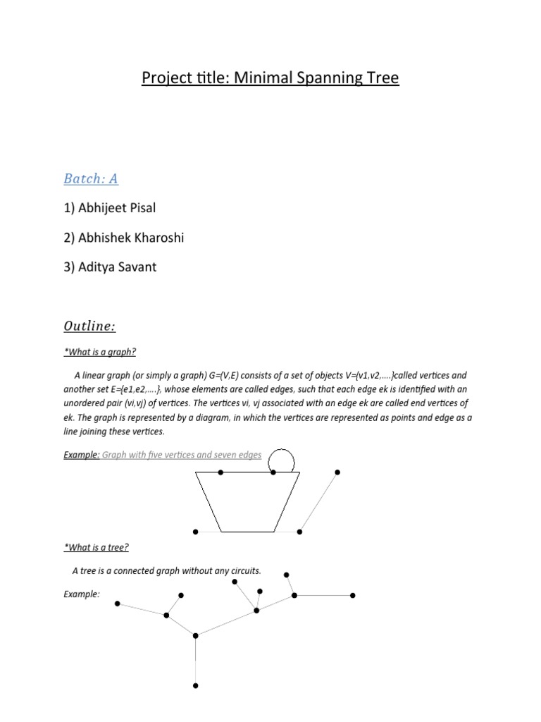 Project Title: Minimal Spanning Tree: Batch: A | PDF | Applied Mathematics | Algorithms