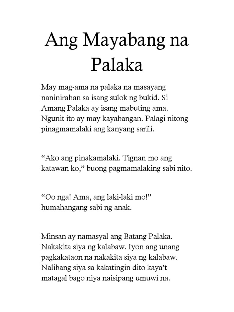 Ang Mayabang Na Palaka | PDF