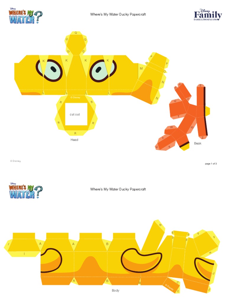 Wheres My Water Ducky Papercraft SF Printable 0612 FDCOM | PDF ...