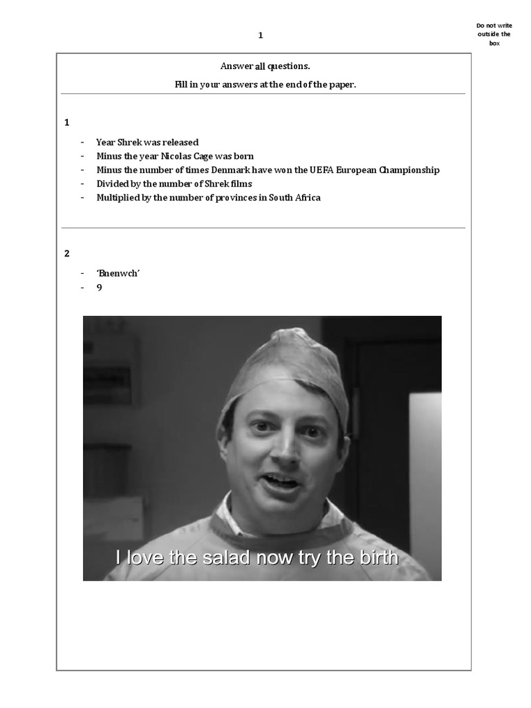 Do Not Write Outside The Box | PDF