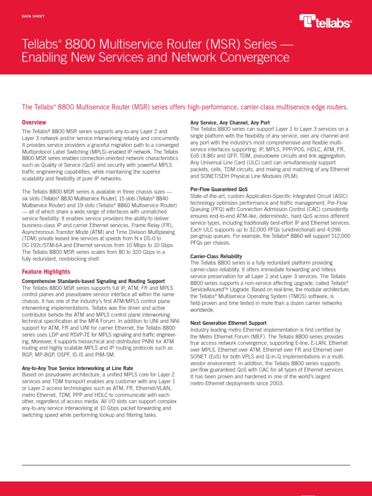 Tellabs 8800 Multi Service Router MSR Series Enabling New | PDF ...