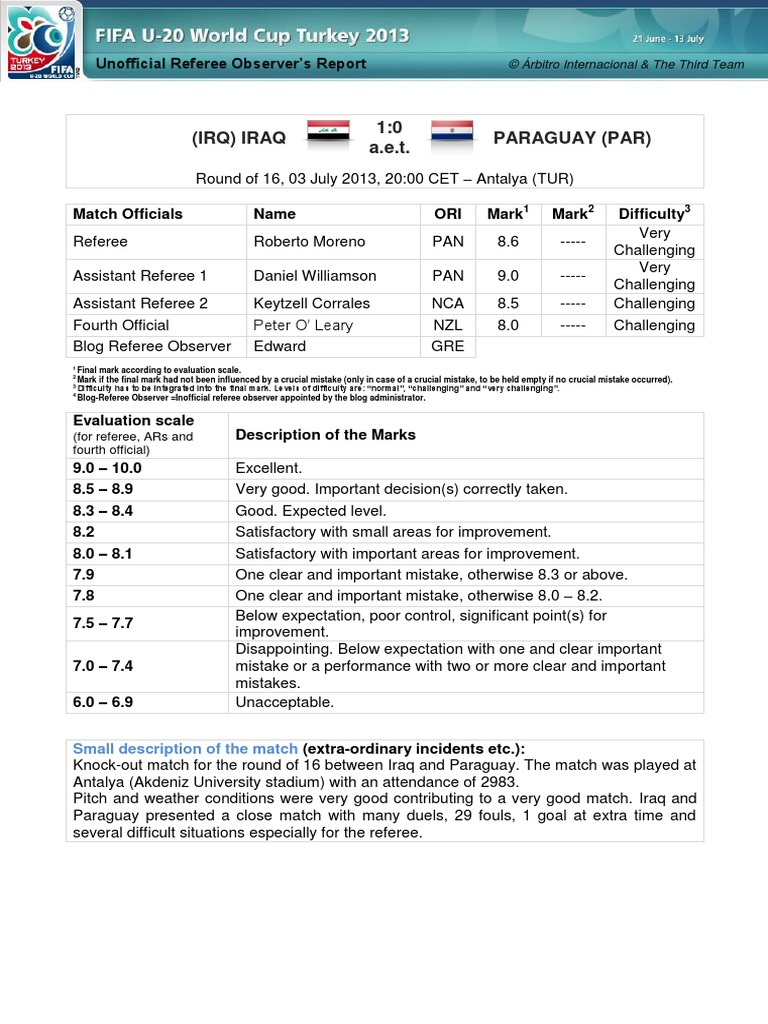 Moreno Irq Par U20 PDF | PDF | Referee | Teams