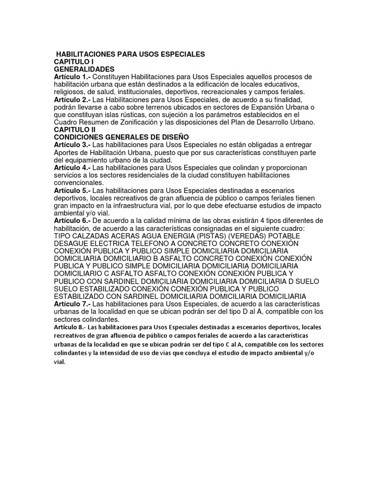 Habilitaciones para Usos Especiales | PDF | Naturaleza